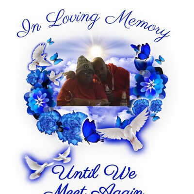 In Loving Memory Png-blue Flowers Butterfly Memorial Template Instant ...