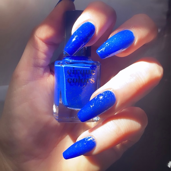 Blue Speckled Vegan Nail Polish Cobalt Blue Gold Flakie Nail Polish ...