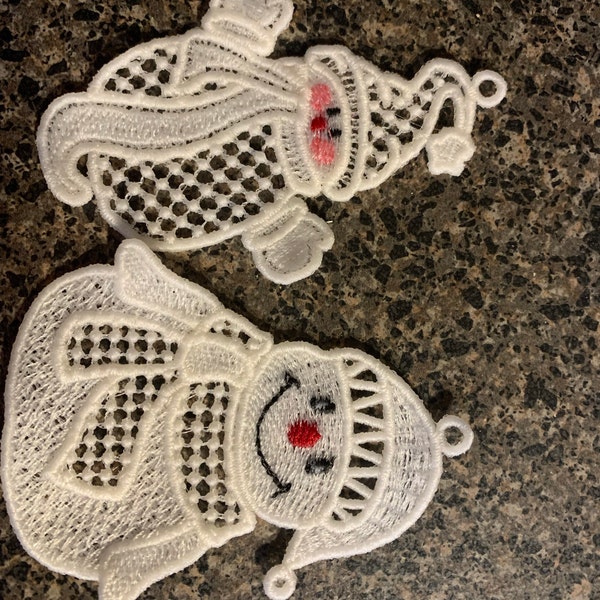 FSL Cuddly Snowmen- Free Standing Lace Machine Embroidery Designs ...