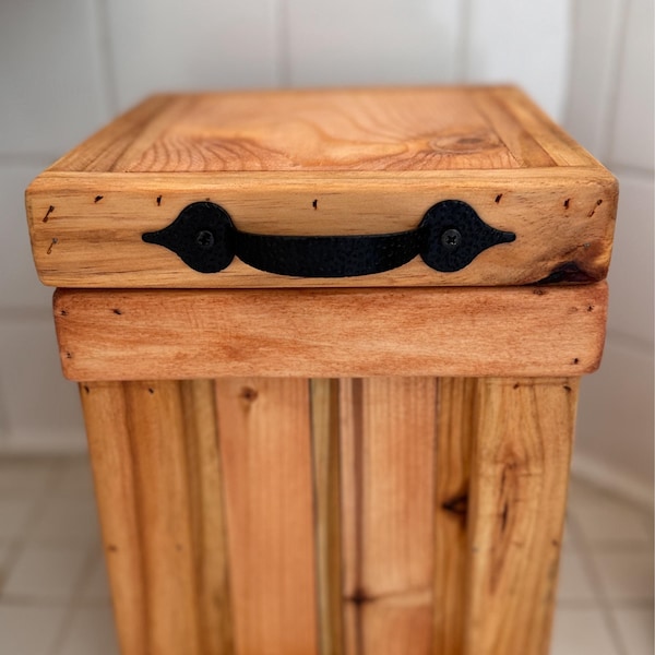 13 Gallon Open Top Rustic Kitchen Wood Trash Can, Rustic Trash Bin ...