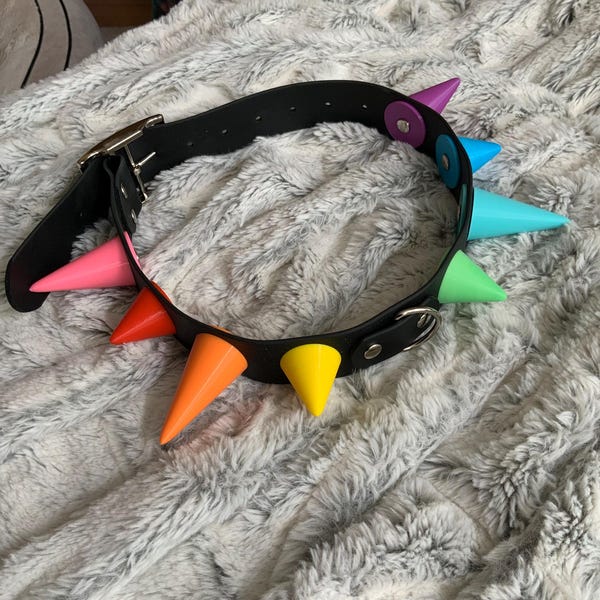 Genderfluid Chunky Spike Collar Fursuit Collar Cosplay Collar Costume ...