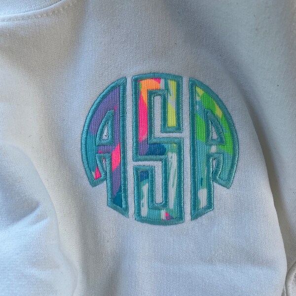 Preppy Embroidered Monogrammed Sweatshirt Pullover - Colorful Monogram ...