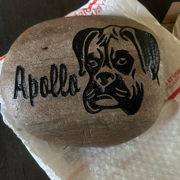 Pet Memorial Stone, 9”/10” or 7”/8" Personalized Engraved, River Stone ...