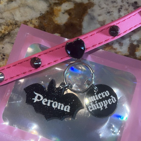 Custom Bat Pet ID Tag, Personalized Acrylic Gothic Pet Tag - Etsy
