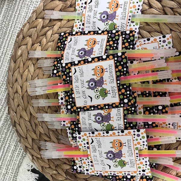 Printable A Little Light to Glow Your Night. Monster Glow Stick Cards ...