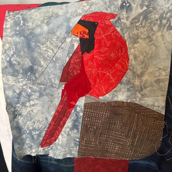 Cardinal Fpp--backyard Birds Series--paper Piecing Quilt Block Pattern ...