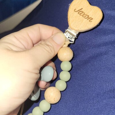 Personalized Pacifier Cilp/attachment Clip / Beech Wooden Clip ...