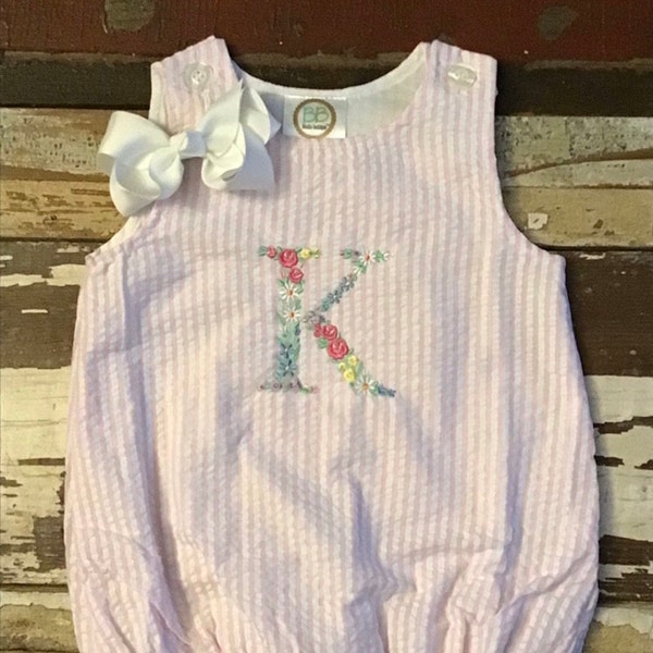 Machine Embroidery LETTER K Uppercase 9,7cm / 3.85" Tall Dainty Floral ...