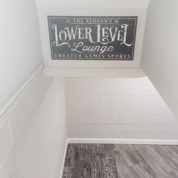 Personalized Custom Lower Level Lounge Sign Modern Farmhouse Wall Decor ...