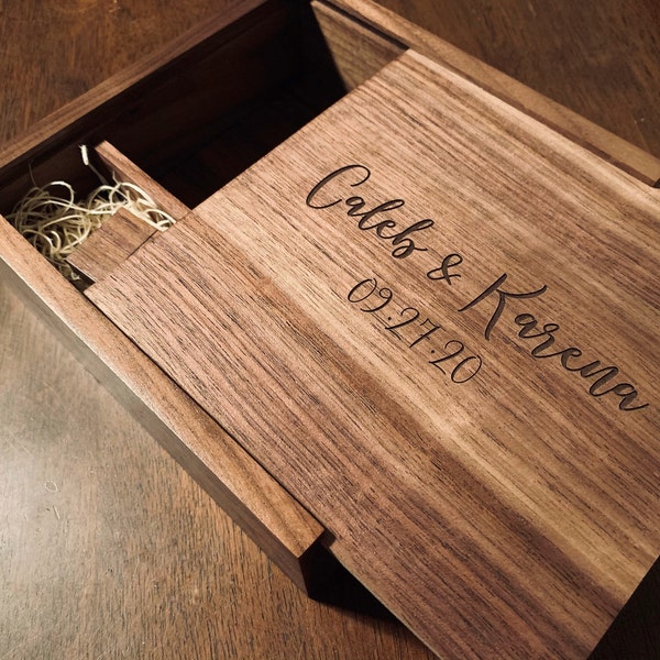 Wooden Lid Walnut Photo & USB Box 4x6 + Walnut USB With Engraving ...