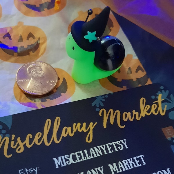 Polymer Clay Marble Snail Witch for Fairy Garden or Display , Halloween ...
