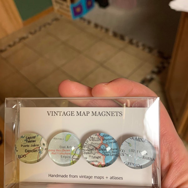 Custom Vintage Map Magnets, Set, You Pick the Locations, Map Gifts ...