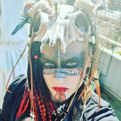 Pagan Ritual Skull Headdress, Samhain Witch Gaelic Festival Skull Crown ...