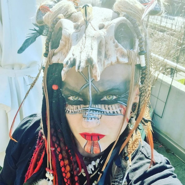 Pagan Ritual Skull Headdress, Samhain Witch Gaelic Festival Skull Crown ...