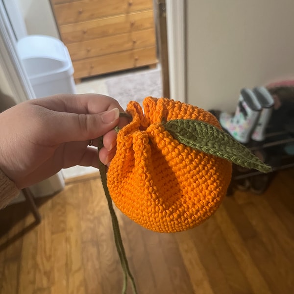 Crochet Orange Bag PATTERN, Drawstring Bag PATTERN, Crochet Drawstring ...
