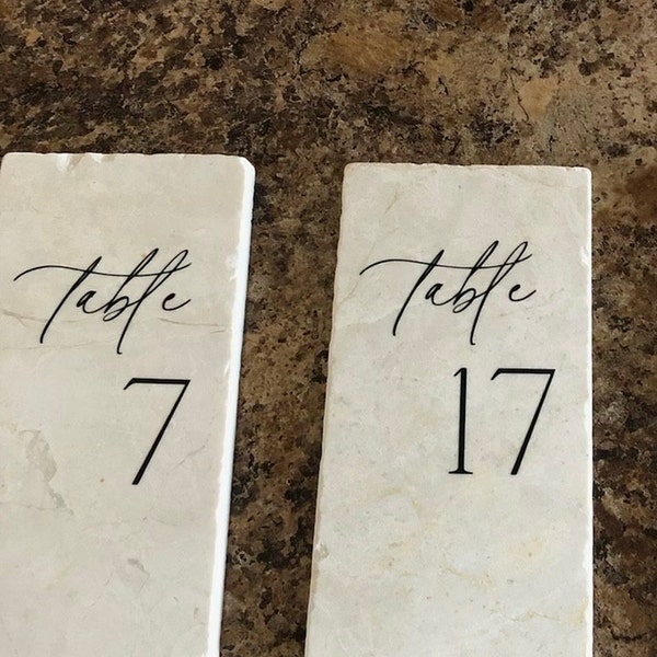 Daylight Marble Table Numbers | Wedding Signs | Event Signs | Custom ...