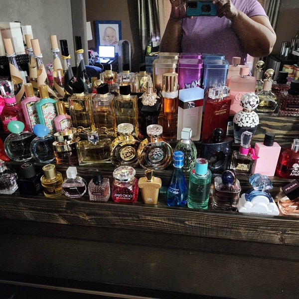 Reclaimed Wood Fragrance Display Shelf | Bathroom Vanity Organization ...