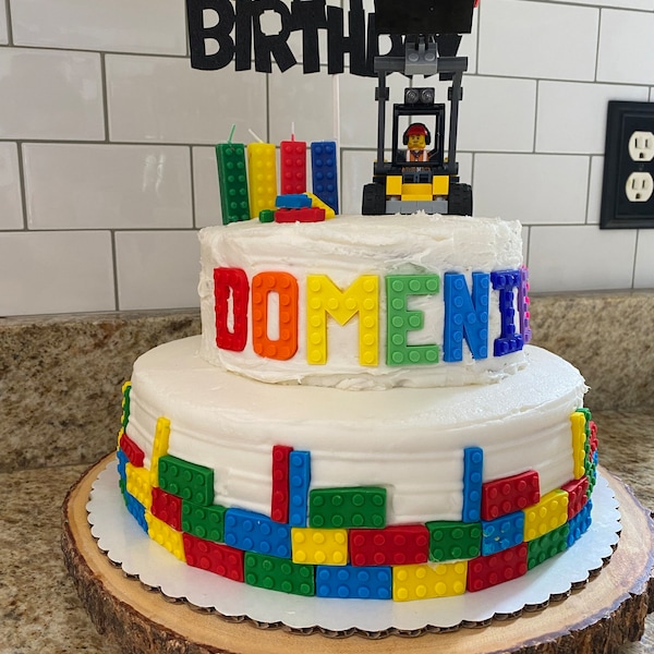 Building Blocks Fondant Cupcake Toppers 16 Cake Decorations Party ...