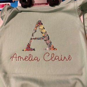 Machine Embroidery LETTER A Uppercase 9,6cm/3.80 Tall Dainty Floral ...