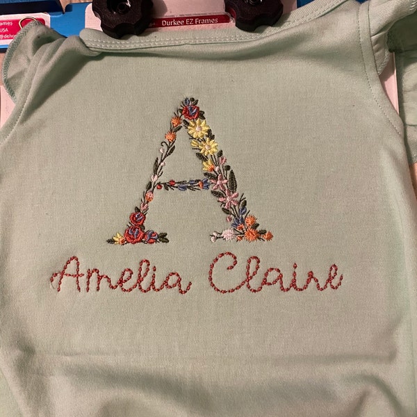 Machine Embroidery LETTER A Uppercase 9,6cm/3.80" Tall Dainty Floral ...