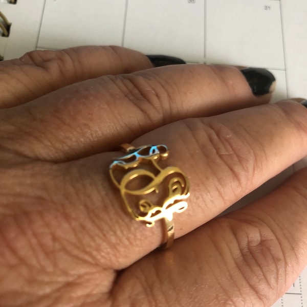 Personalized Monogram Ring -custom Initials Ring -custom Monogram Ring -initials Ring ...