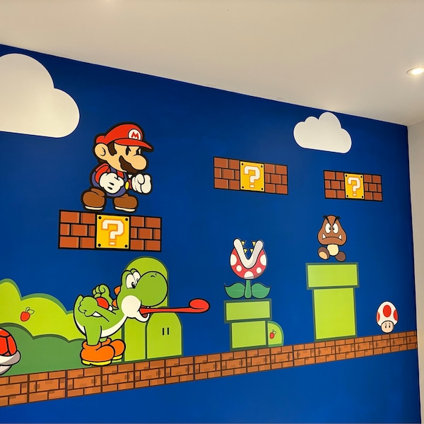 Super Mario Wall Decal Nintendo Wall Mural for Children Room Kids Room ...