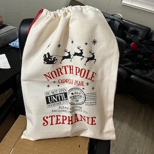 North Pole Santa Sack, Presents Bag, Christmas Gift Sack, Personalized ...