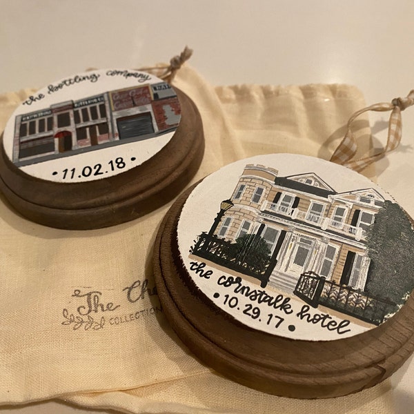 Custom Hand Painted House Ornament on Round Bulb or Woodslice, First ...