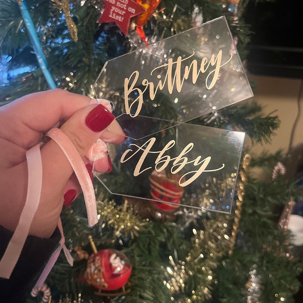 Acrylic Stocking Tags - Acrylic Name Tags, 3.5x2 Inches, Bridesmaid ...