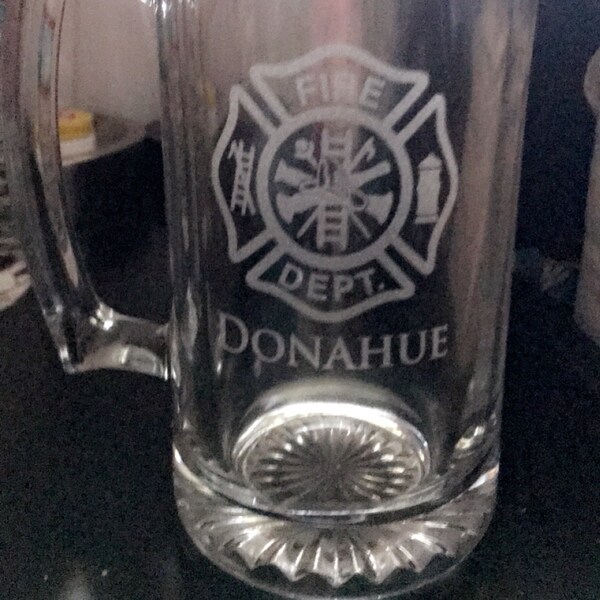 Fireman Beer Mug, Firefighter Beer Stein, Maltese Cross, Personalized ...