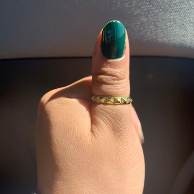 Pyramid Ring Statement Ring Spike Ring Stud Ring Geometric Ring Stacking Ring Sterling Silver ...