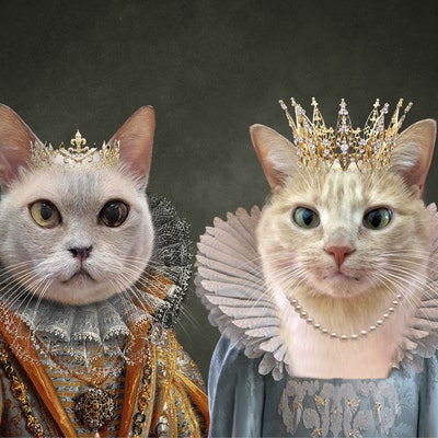 Multiple Pets Portrait,animal Portrait,custom Multi Pet Portrait,two 2 ...