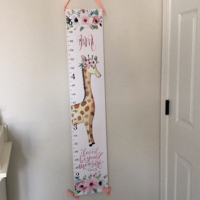 GIRAFFE Growth Chart, Canvas Growth Chart, Personalized Height Chart ...