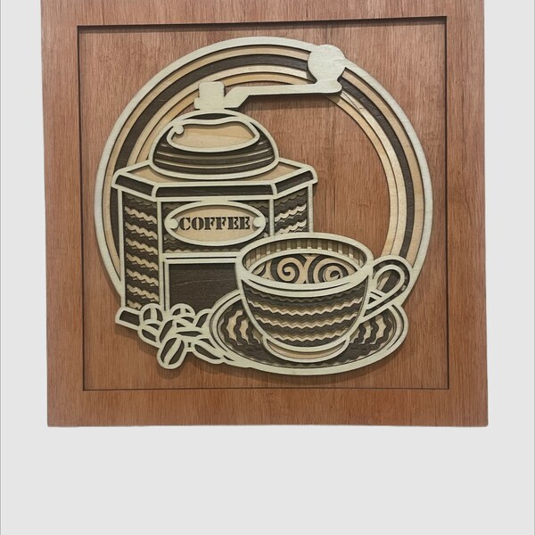 Coffee Cup Coffee Grinder Mandala DXF Laser Cut Layered Coffee Laser 3D ...