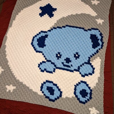 C2C Bear on the Moon Baby Crochet Pattern / C2C Baby Blanket / C2C Baby ...