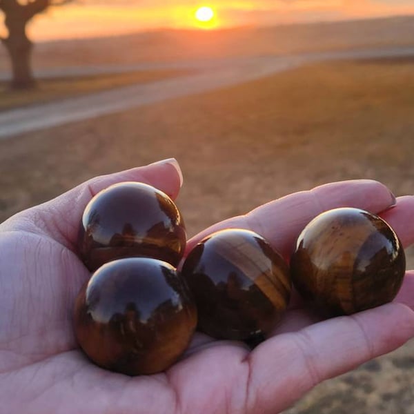 Wholesale Lot 1 Lb Natural Tiger Eye Spheres Crystal Ball Energy ...
