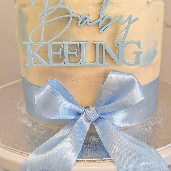 Acrylic Baby/babi 'name' Cake Topper or Charm. Various Fonts, Colours ...