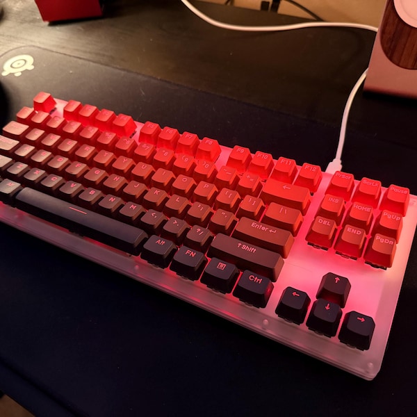 Gradient Black and Red Keycap Set, OEM Profile, Shine-through, PBT ...