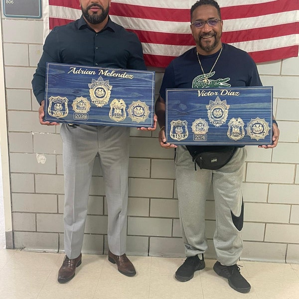 Personalized Wood Engraved NYPD Shield Badge Retirement Promotion ...