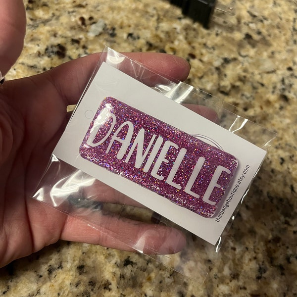 Glitter Name Tag - Name Tag - Personalized Name Tag - Custom Name Tag ...
