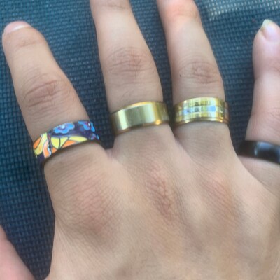 Enamel Abstract Face Ring-face Band Ring-silver Band - Etsy