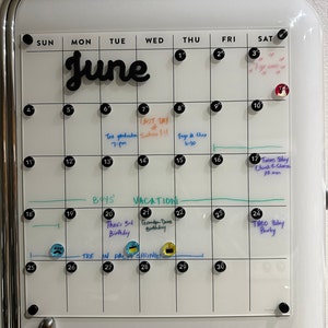 Calendar for Non-magnetic Fridge or Wall Acrylic Fridge Chart Premium ...