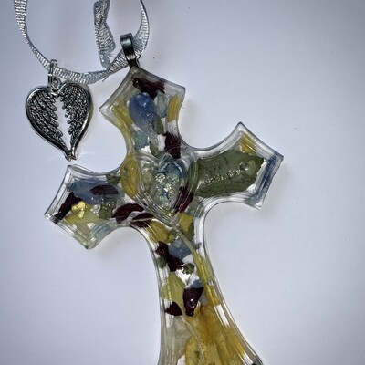 Cross Suncatcher, Heart in Cross Suncatcher, Flower Petal Cross ...
