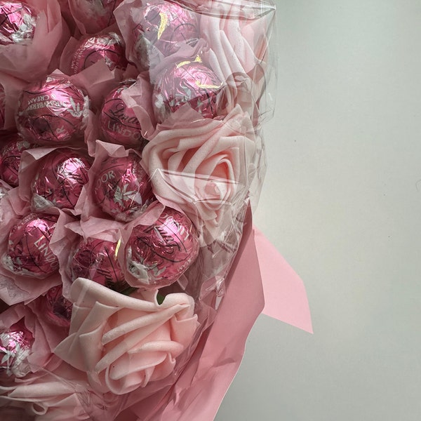 Large Lindt Lindor Chocolate & Flowers Hand-tied Bouquet Gift. - Etsy