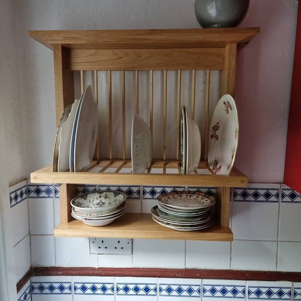 Handmade Solid Wood Plate Rack - Etsy UK