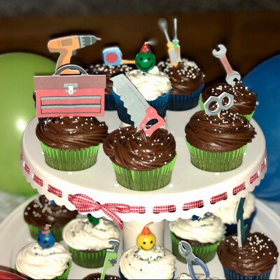 Tools Cupcake Topper, Tools Toppers, Tool Cake Topper, Wrench, Pliers ...