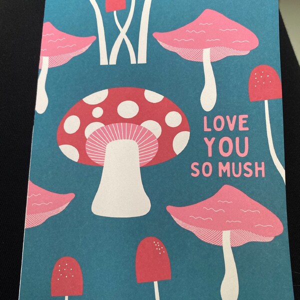 Mushroom Valentines Day Card, Love You so Mush, Cute Mushroom Card ...