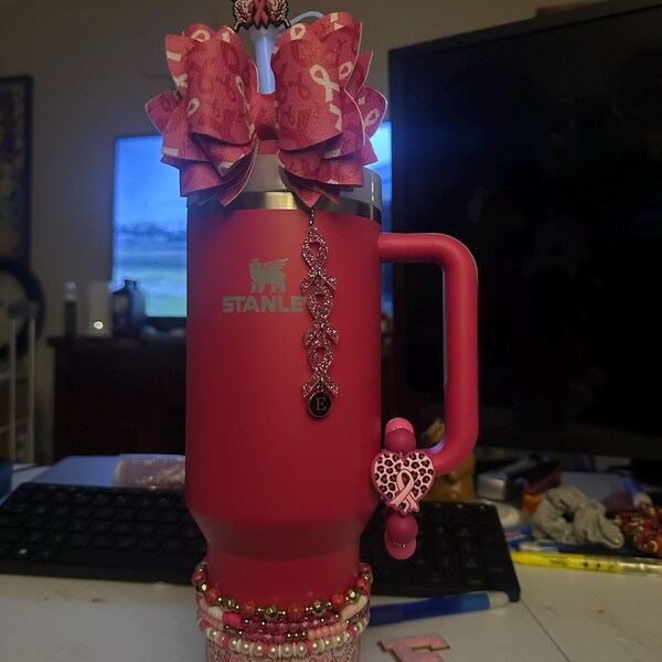 Short Tropical Monstera Stanley Straw Charm, Straw Dangle, Stanley ...