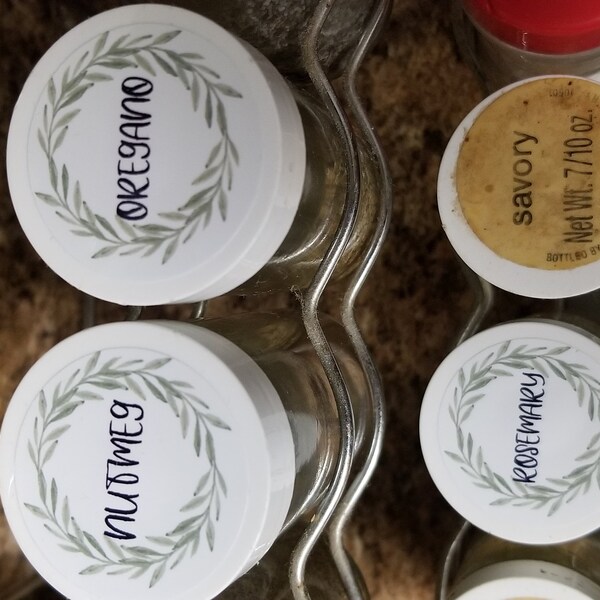 30 Round Spice Lid Labels • 30 Labels Included • Waterproof • 1.5 ...