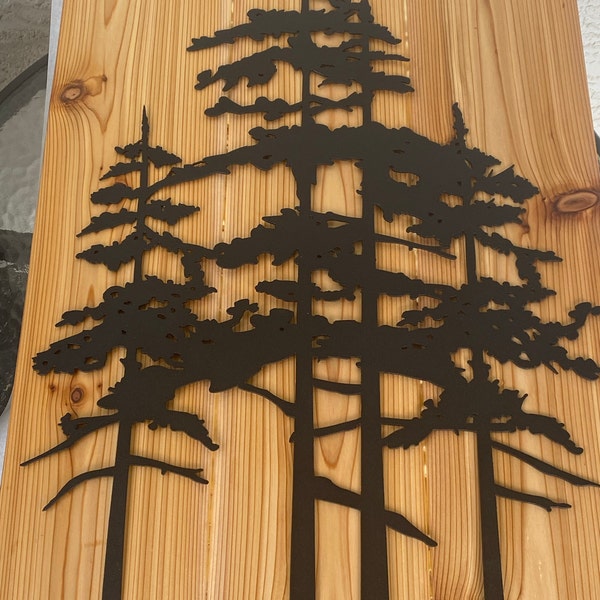 Wispy Pine Tree Metal Wall Art | Cedar Tree Metal Sign | Four Trees ...
